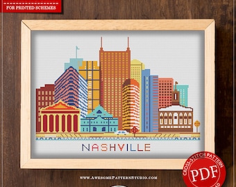 Nashville Cross Stitch Pattern PDF - Modern Embroidery Design - Etsy