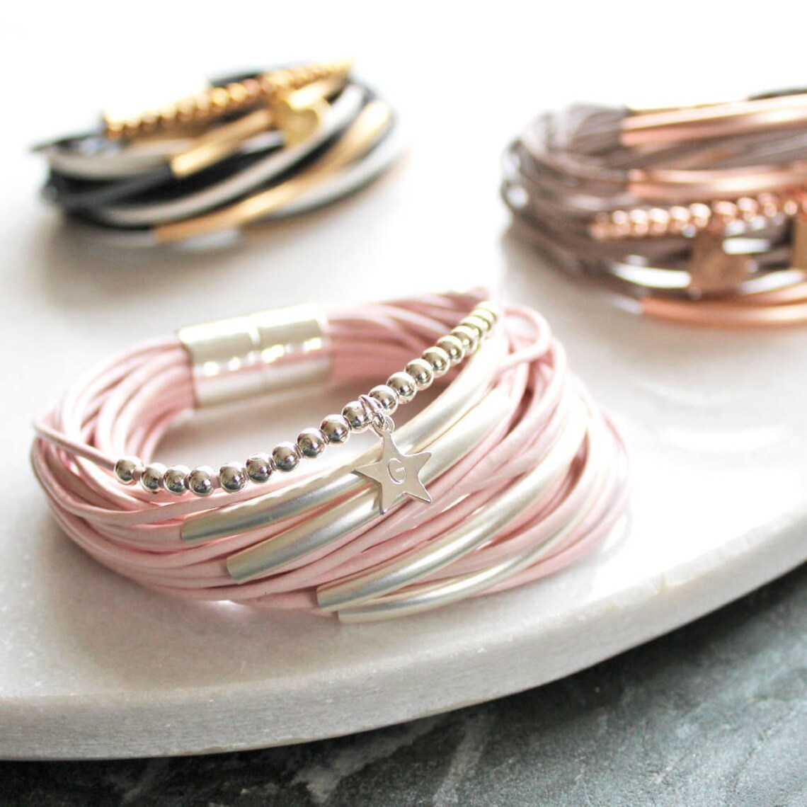 Multi Strand Leather Bracelet Friendship Bracelet Birthday Gift Gift ...