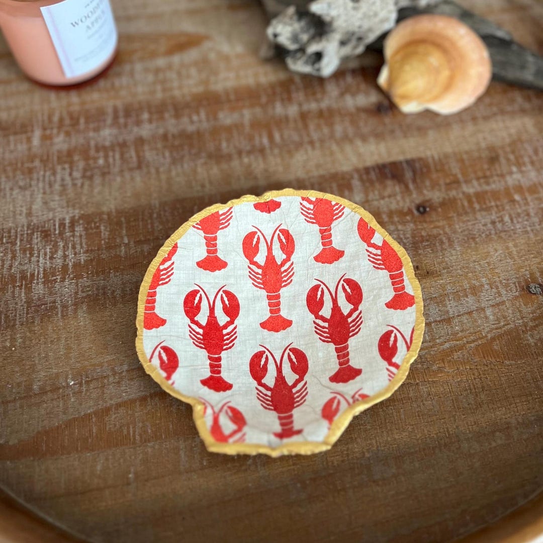 Lg Red Lobster Seashell Statement Dish - Etsy