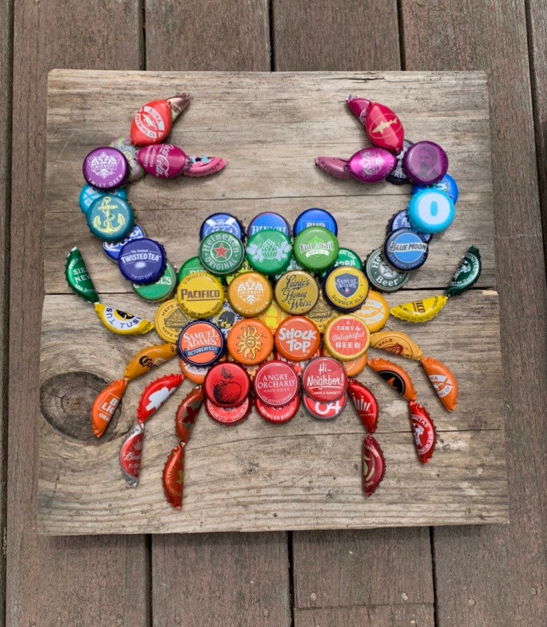 Rainbow Bottle Cap Crab - Etsy