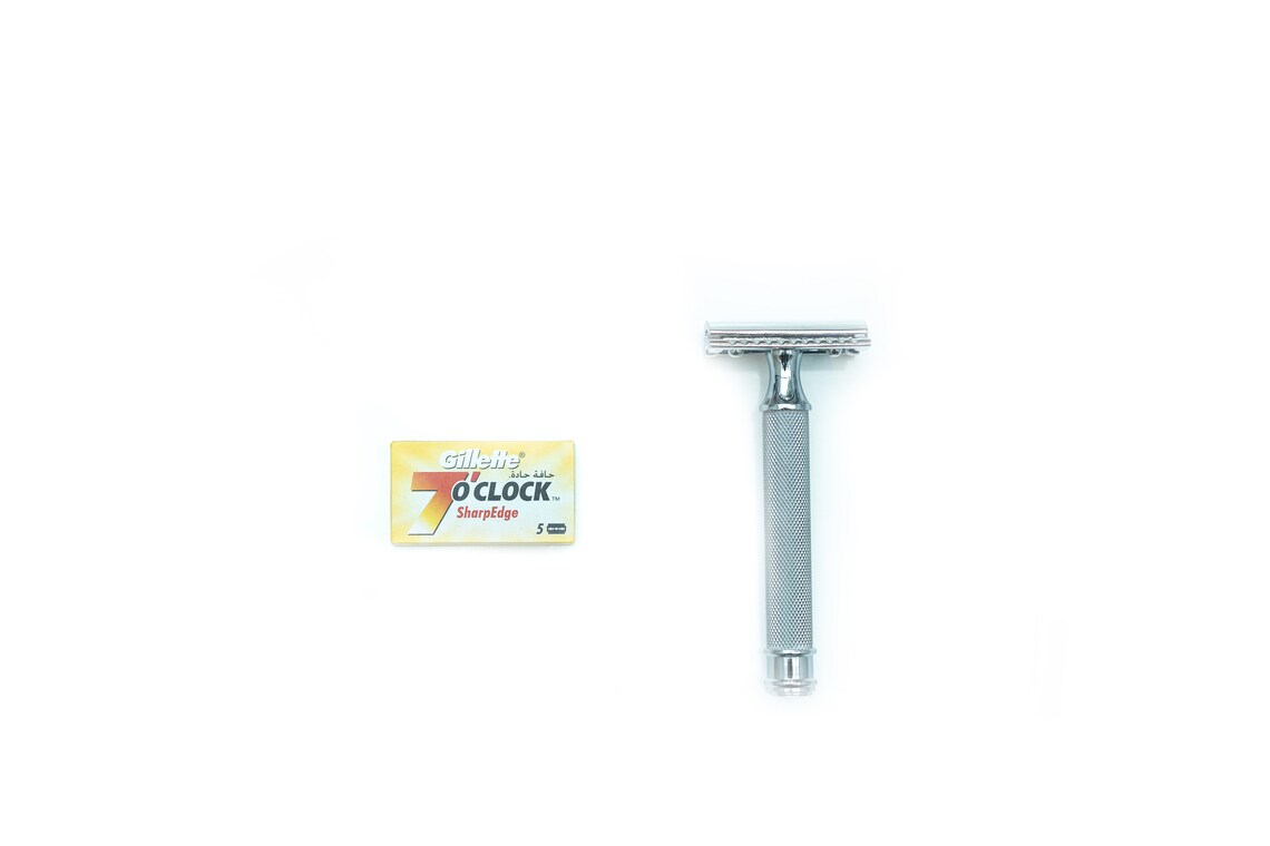 Solid Stainless Steel Safety Razor and 5 X Blades - Etsy