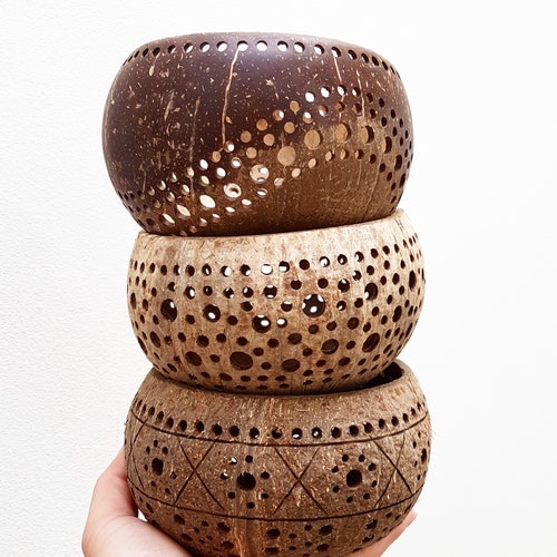 3 X Coconut Shell Tea Lights - Etsy