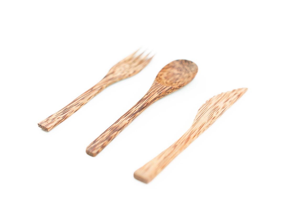 Coconut Wood Cutlery Set - Etsy