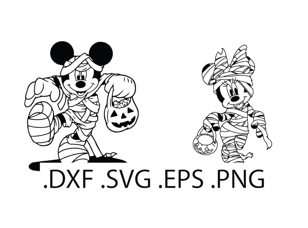 Mickey and Minnie Mouse Mummy Bundle - Cute Halloween - Digital Download, Instant Download, Svg ...