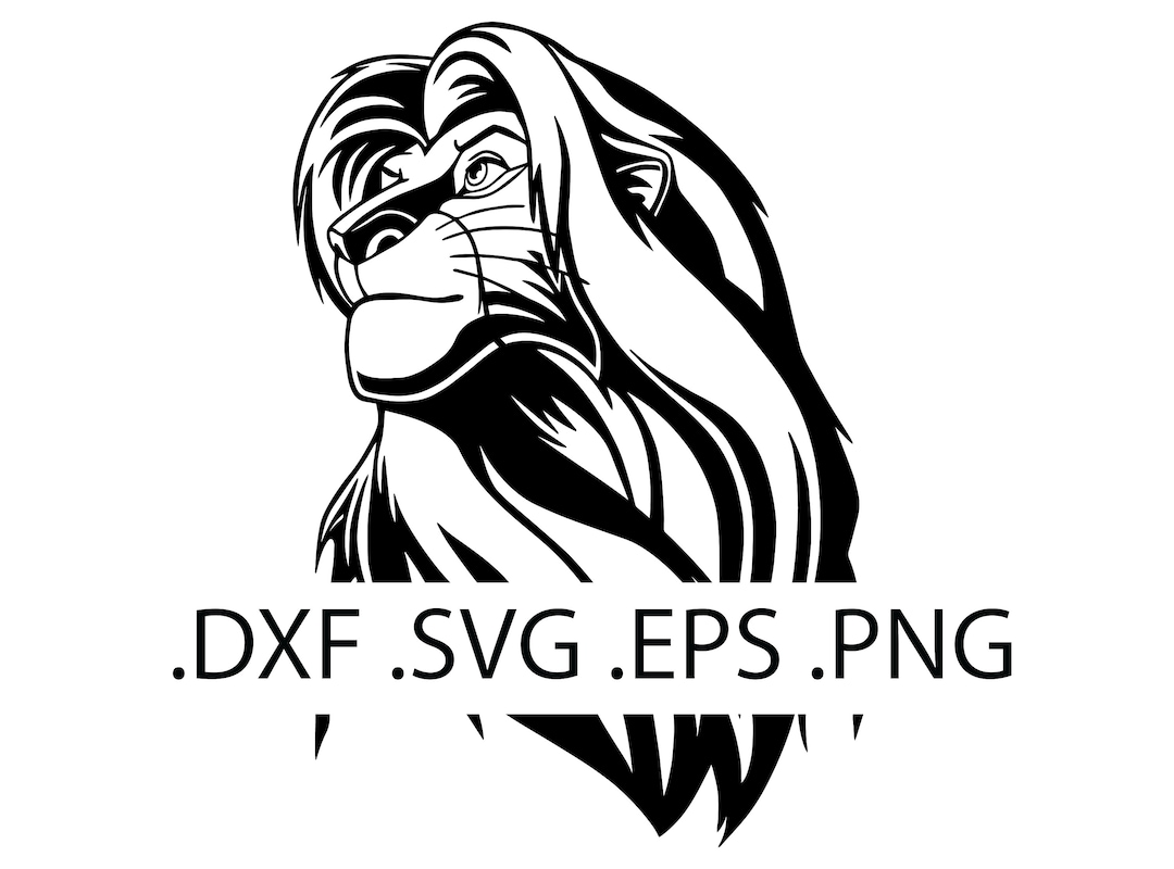 Simba Bust Silhouette - Lion King - Digital Download, Instant Download, Svg, Dxf, Eps & Png ...
