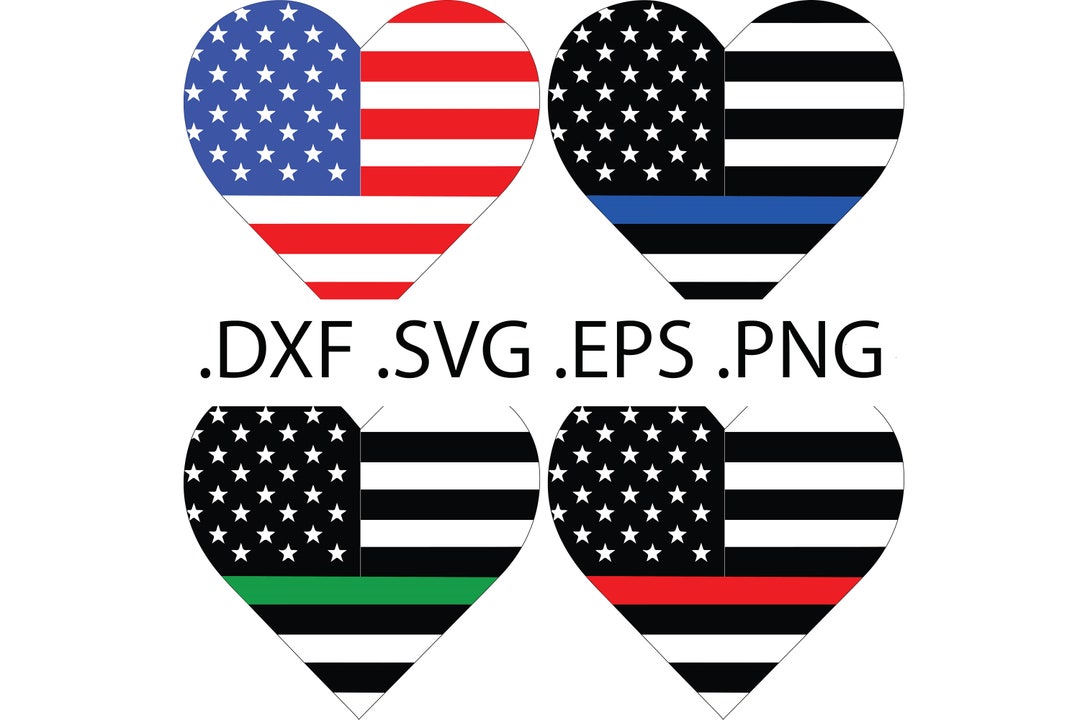 American, Police, Military and First Responder Heart Shaped American ...