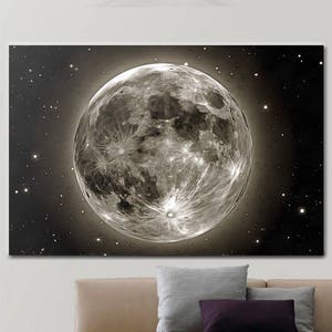 Black Moon Canvas, Moon Wall Art, Moon Poster, Moon Print, Nature ...