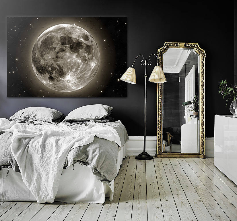 Black Moon Canvas Moon Wall Art Moon Poster Moon Print | Etsy