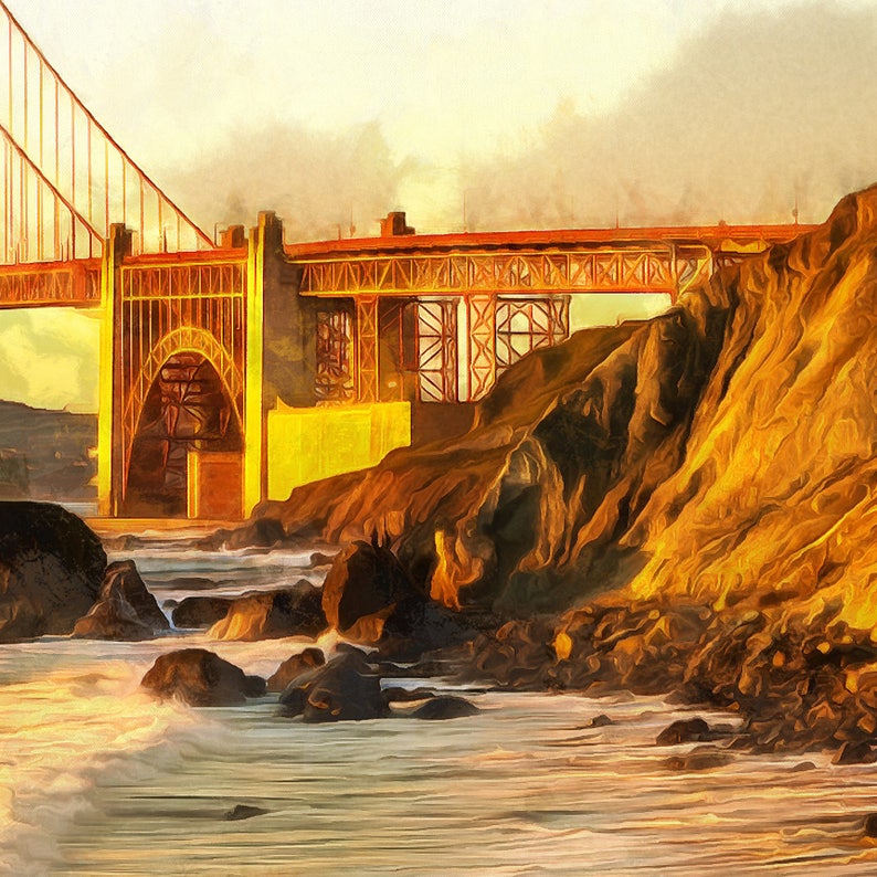 Golden Gate Bridge Canvas Large Art painting USA Poster | Etsy