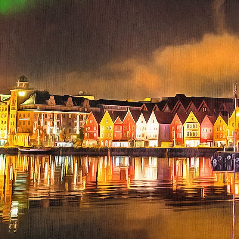 Bryggen Canvas, Bergen Wall Art, Bergen Poster, Norway Print, Bergen ...