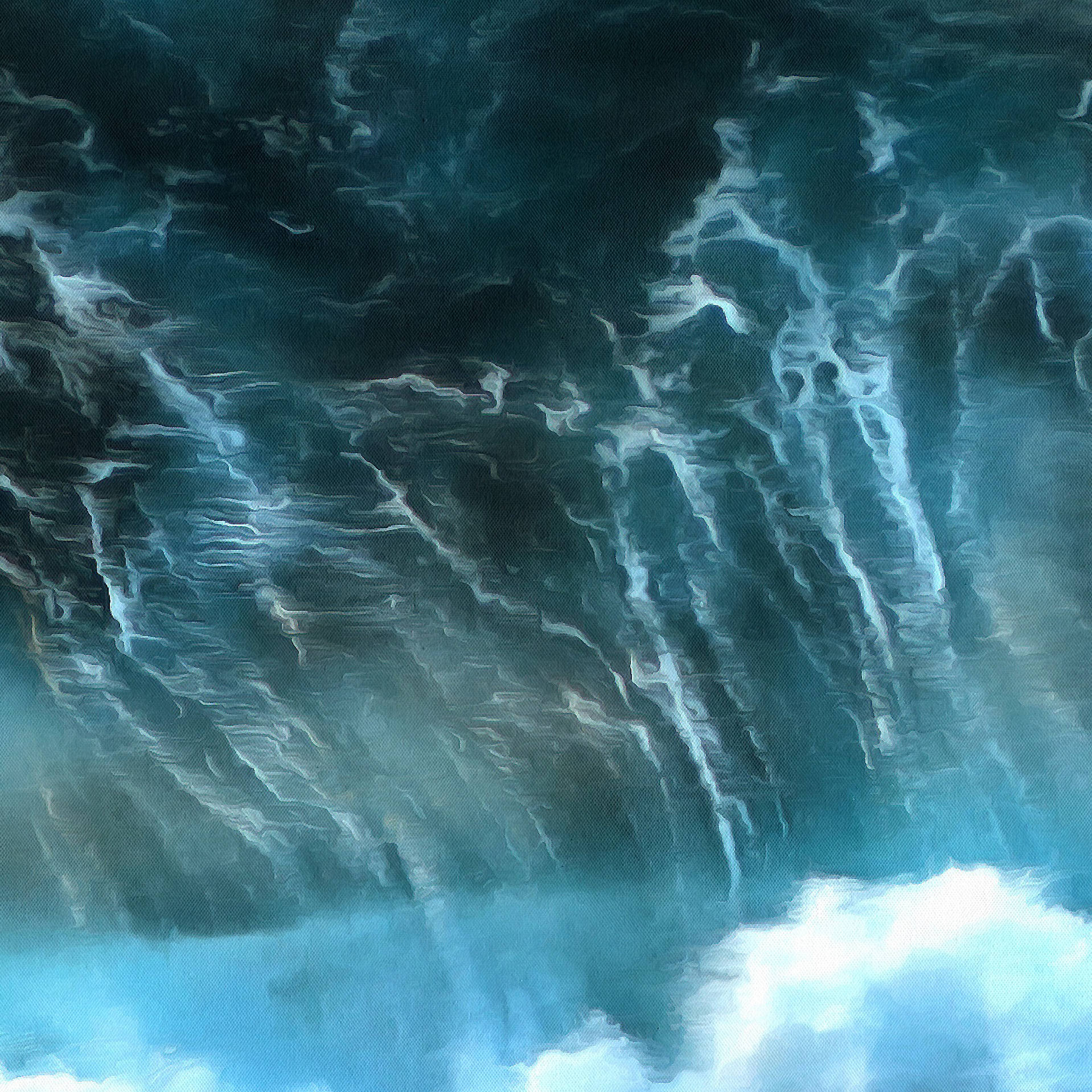 Dark Blue Ocean Waves Print on Canvas, Power of Sea Wave Poster, Large ...