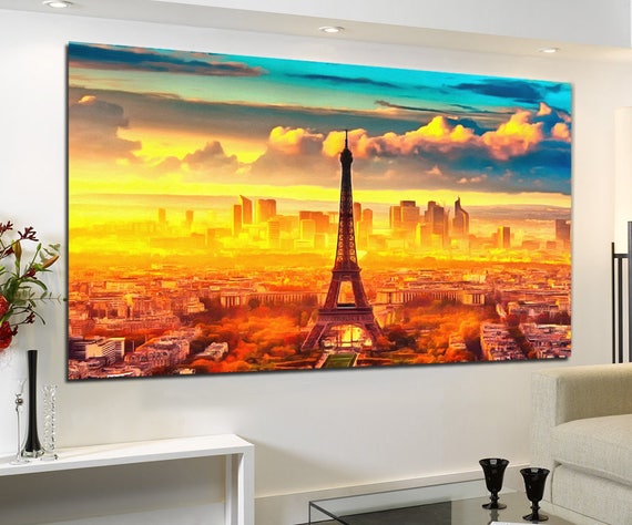 Romantic Paris Landscape Canvas Large Art Wall City Oil | Etsy