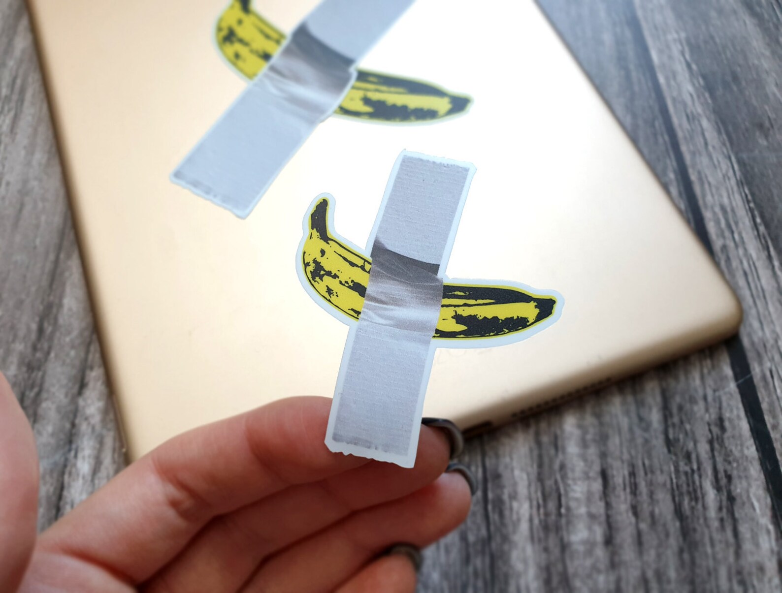 Banana Taped to the Wall, Vinyl Sticker Pack, Set of 3 Pcs, Modern Art ...