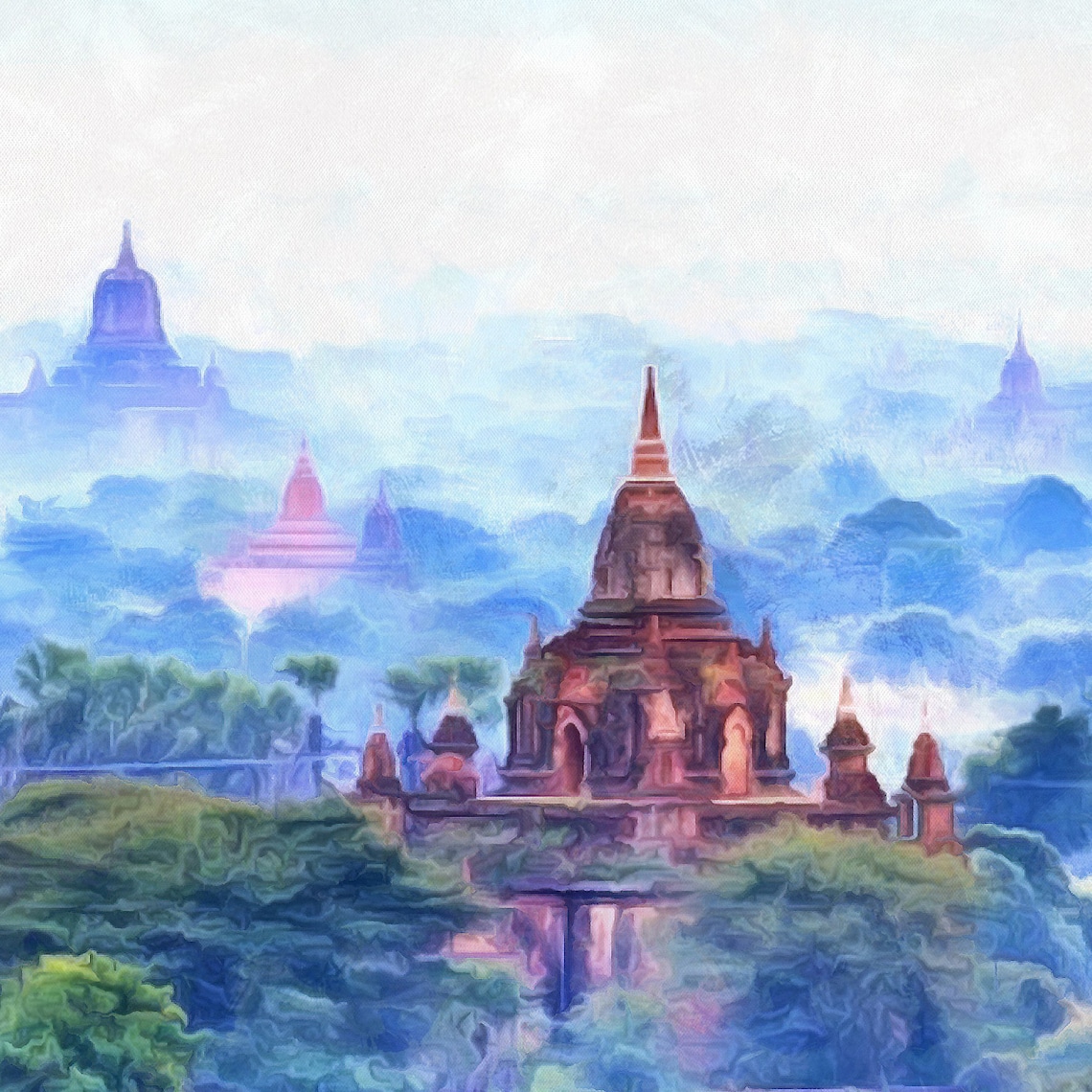 Bagan Canvas Large Art painting Poster Myanmar wall art | Etsy