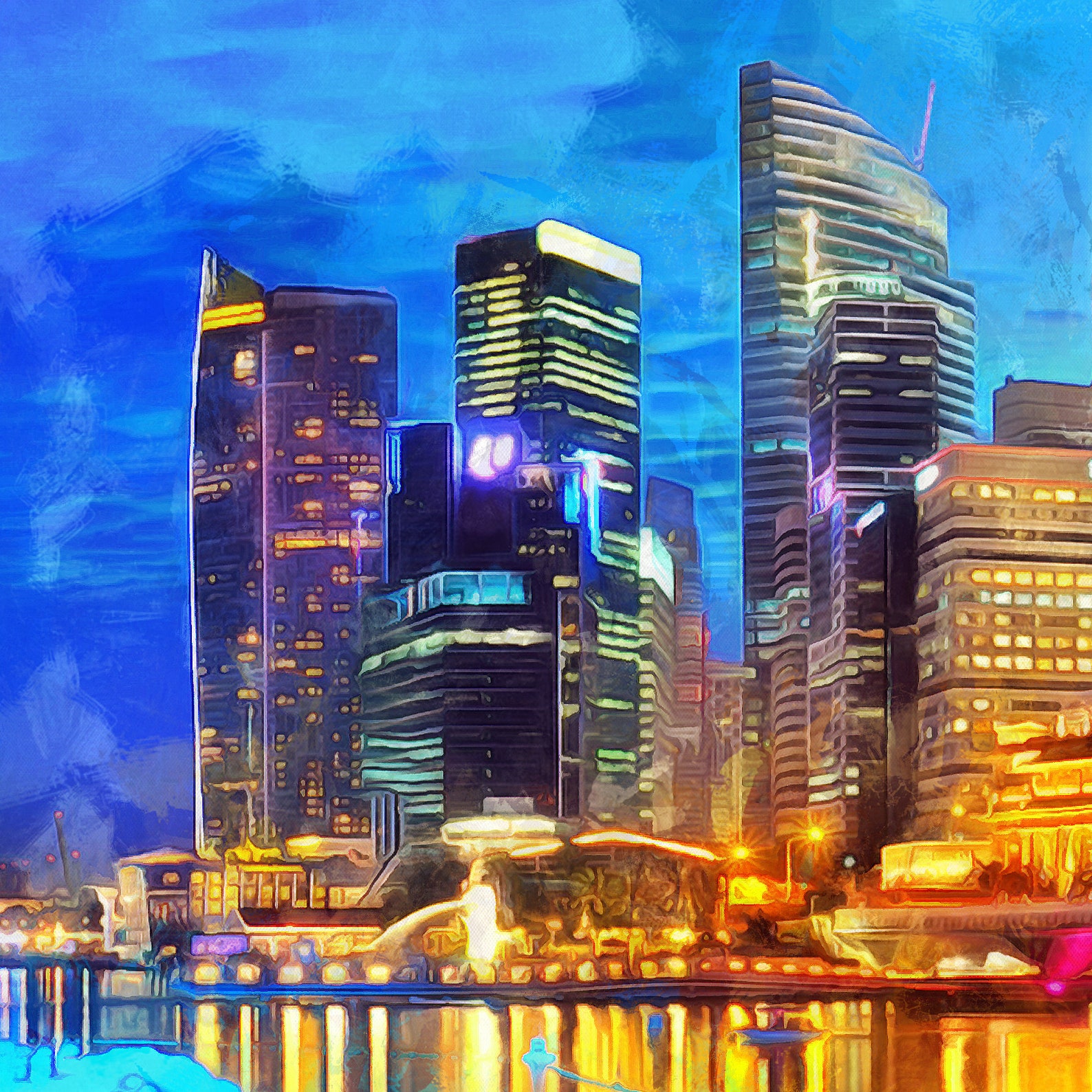 Singapore Canvas Large Art Painting Poster Skyscraper Wall Art Room ...