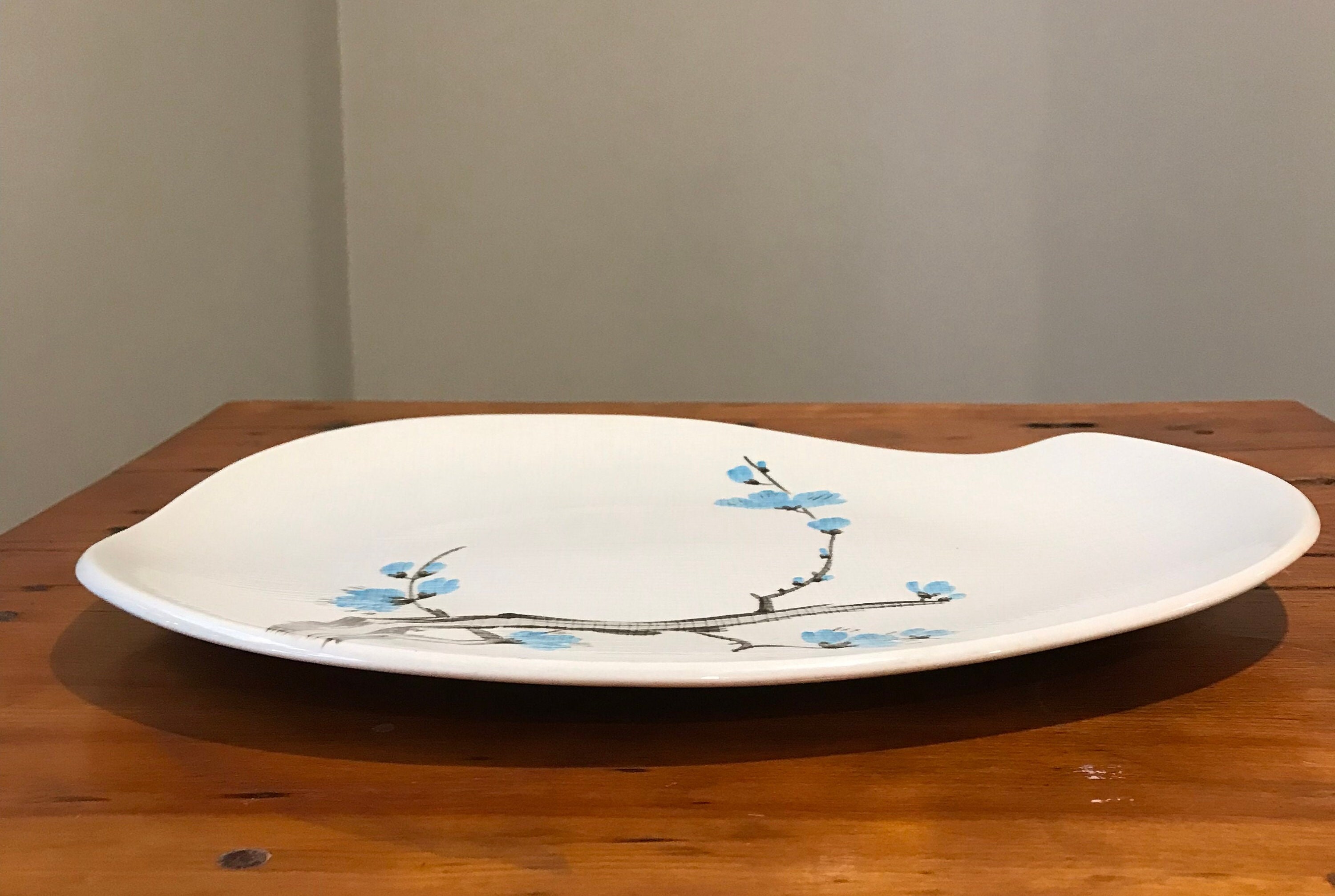 Vintage Red Wing Pottery Platter Driftwood Blue Flower Pattern - Etsy
