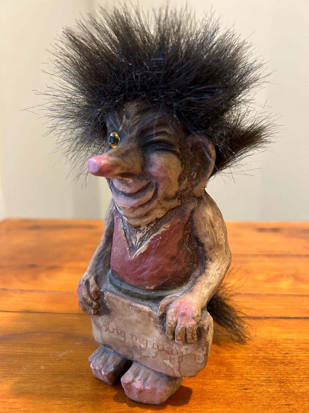 Nyform Norwegian Winking Troll Figurine or Statue Holding Sign ‘going ...