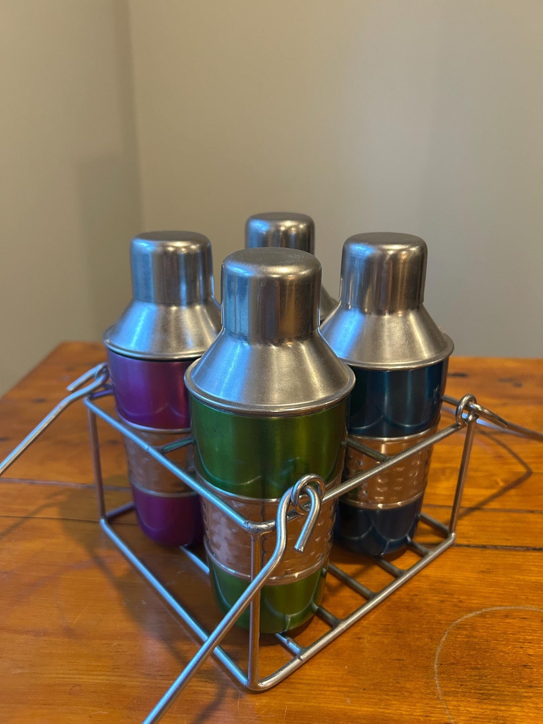 Set of 4 Vintage Mid Century Multi Colored Anodized Aluminum Mini ...