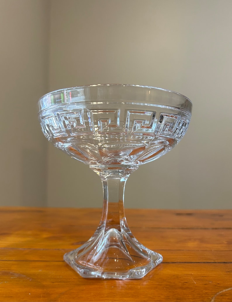 Antique Heisey Greek Key Art Deco Clear Glass Compote, Collectable ...