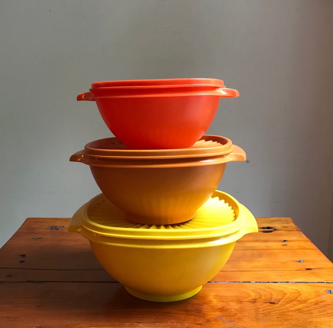 Vintage 1970s Tupperware Set of Three Servalier Harvest Gold, Orange ...