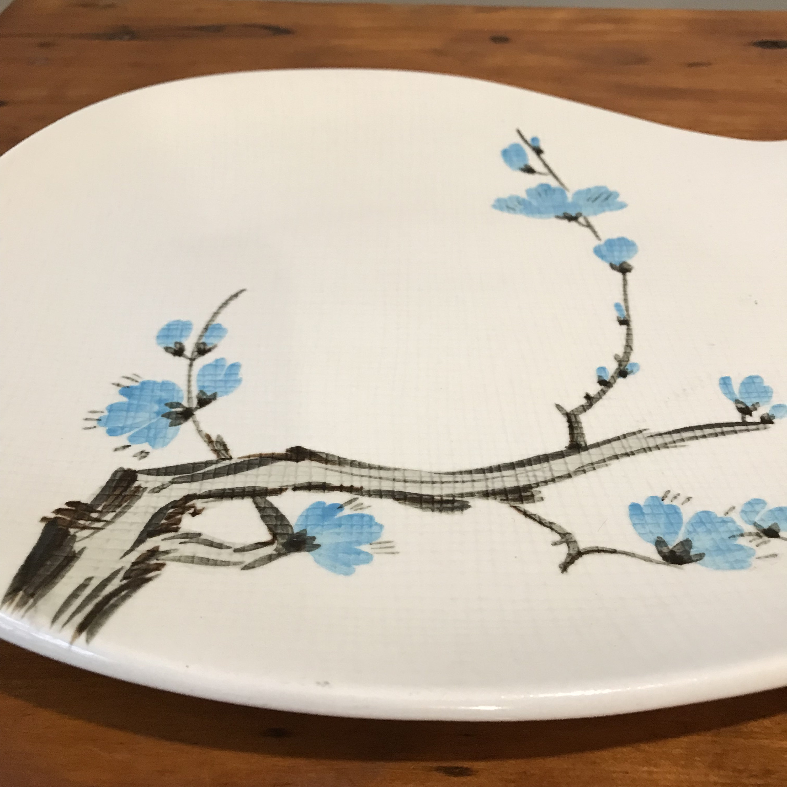 Vintage Red Wing Pottery Platter Driftwood Blue Flower Pattern - Etsy