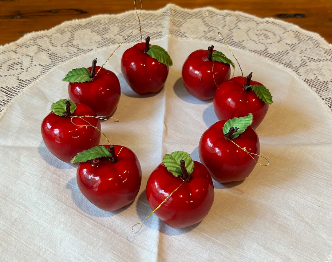 Set of 8 Vintage 2 Inch Styrofoam Apple Christmas Ornaments, Holiday ...