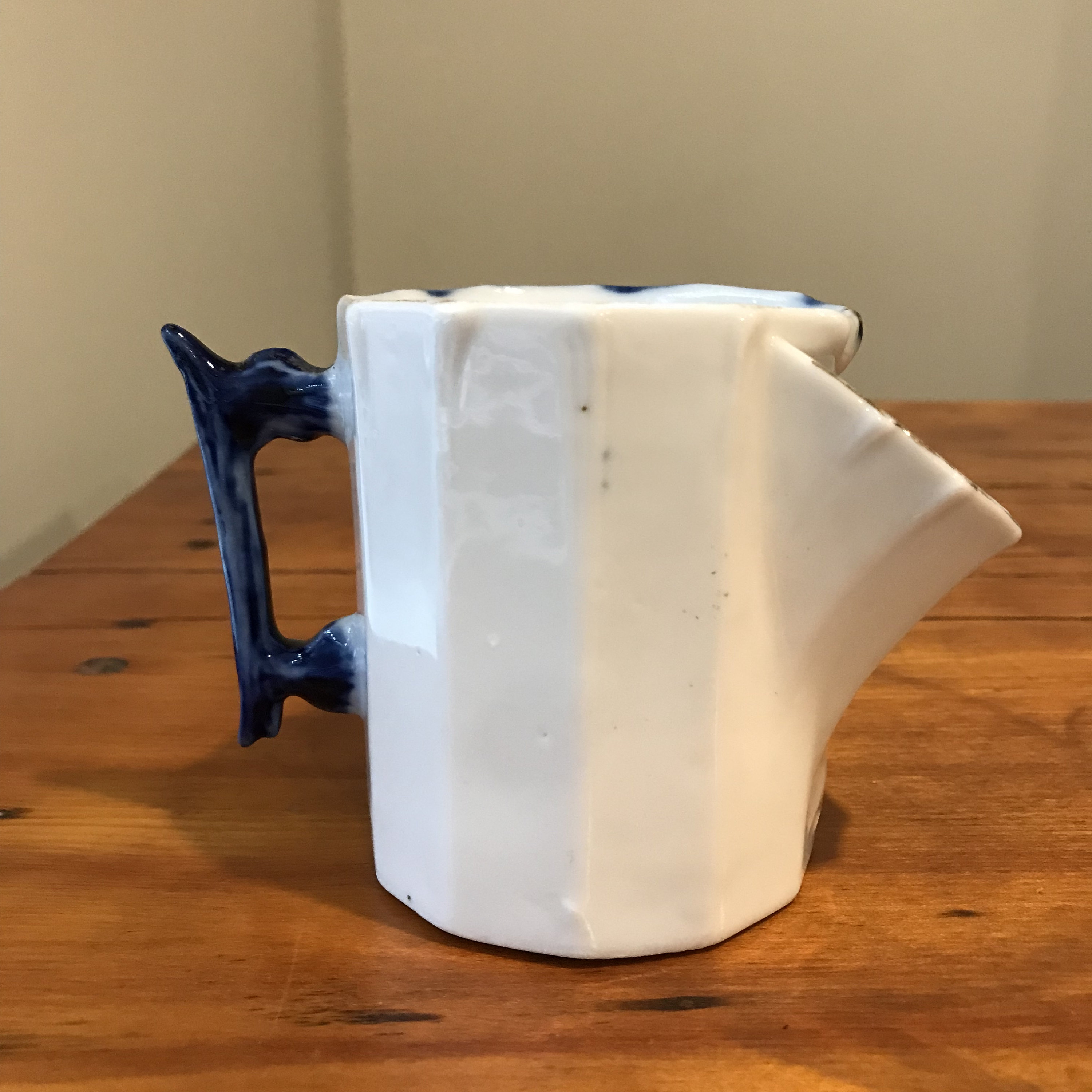 Antique Flow Blue & White With Gold Trim Porcelain Scuttle - Etsy