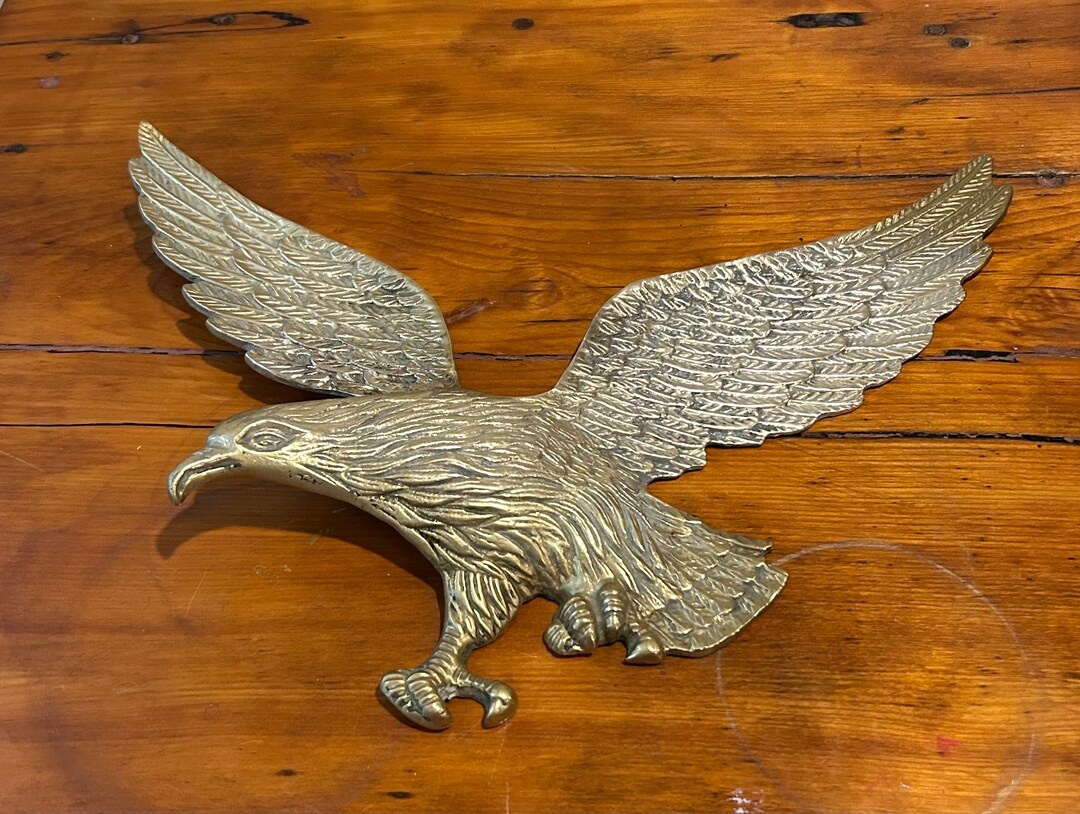 Vintage Brass Eagle Wall Hanging Sculpture, MCM Brass Mid Century Decor ...