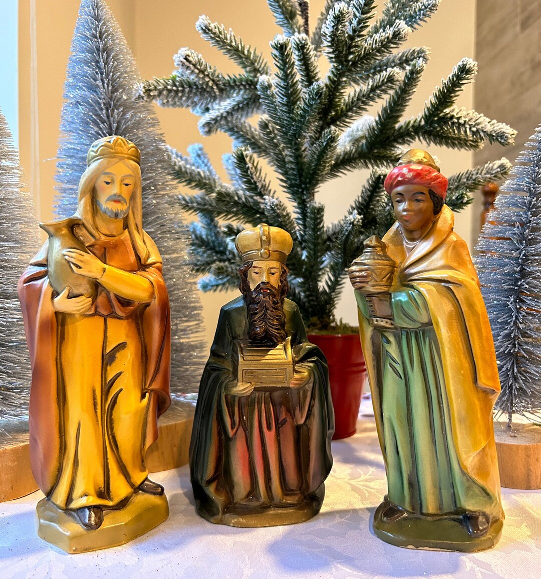 Vintage 7 Inch Mid Century Magi Wisemen Christmas Figurines, Christian ...
