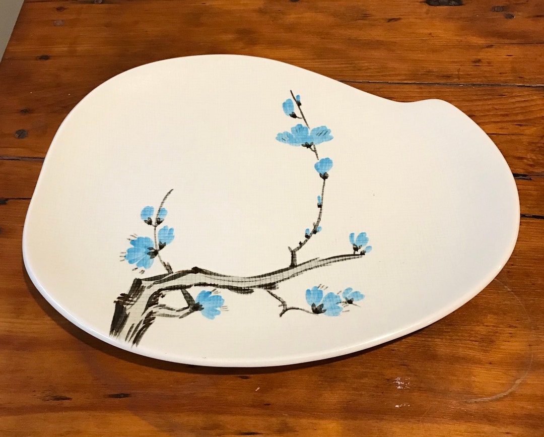 Vintage Red Wing Pottery Platter Driftwood Blue Flower Pattern - Etsy