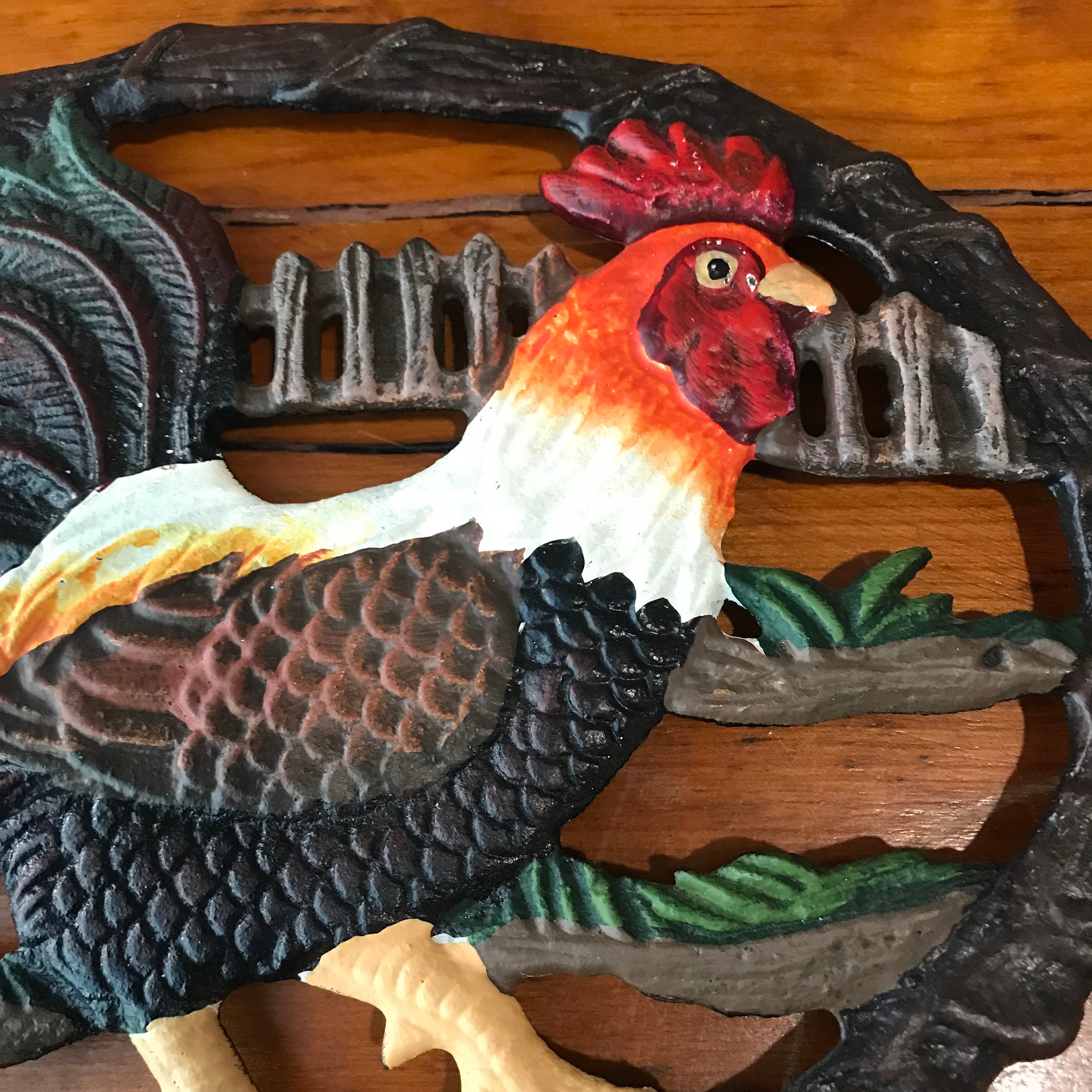 Vintage Cast Iron Rooster Trivet Country Kitchen Decor - Etsy