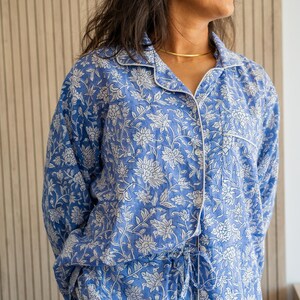 Block Print Cotton Pyjamas for Women, Lightweight Loungewear Pajamas ...