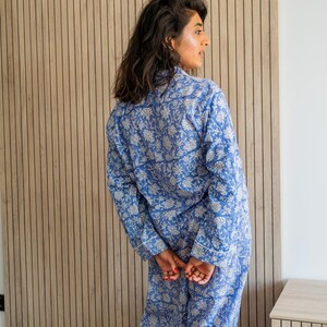 Block Print Cotton Pyjamas for Women, Lightweight Loungewear Pajamas ...