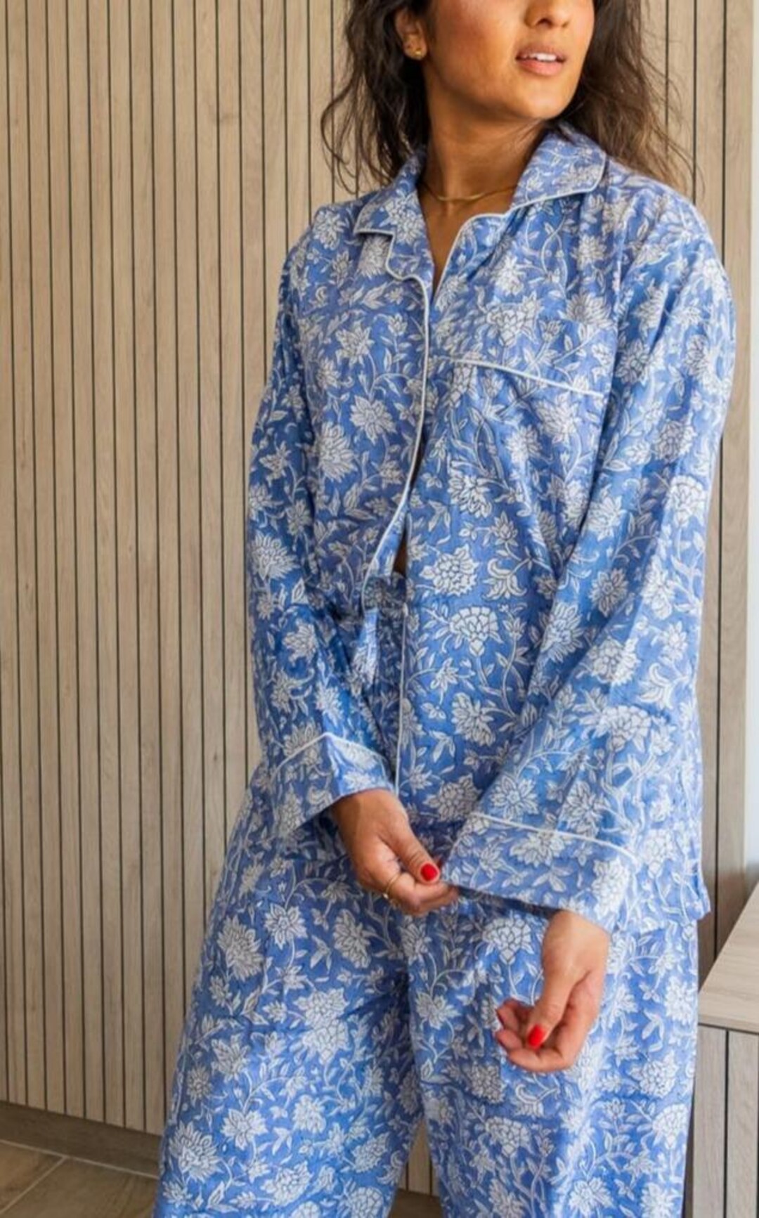 Block Print Cotton Pyjamas for Women, Lightweight Loungewear Pajamas ...