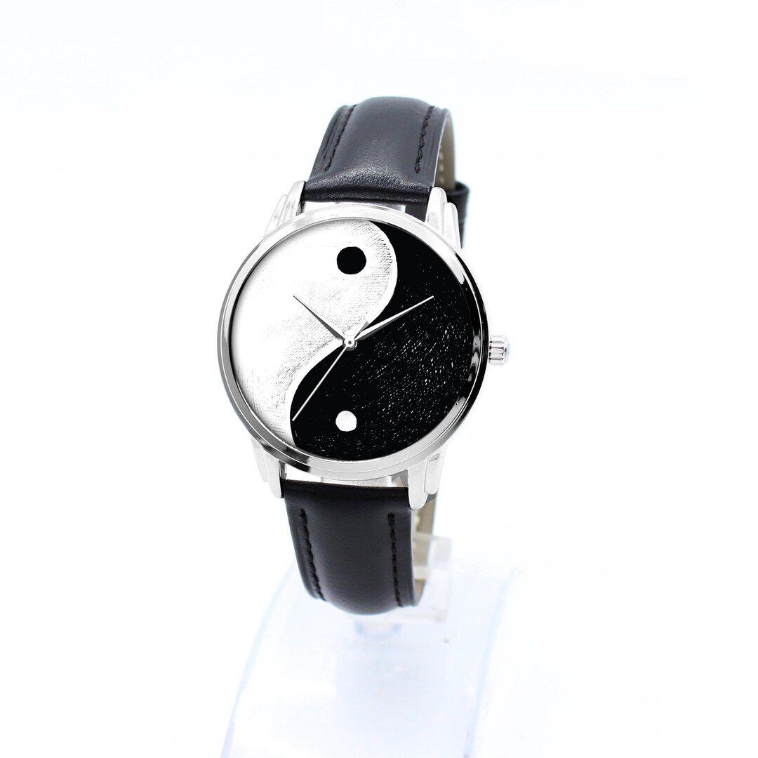 Yin Yang Watch: Unisex Leather Strap, Taoist Symbol - Etsy