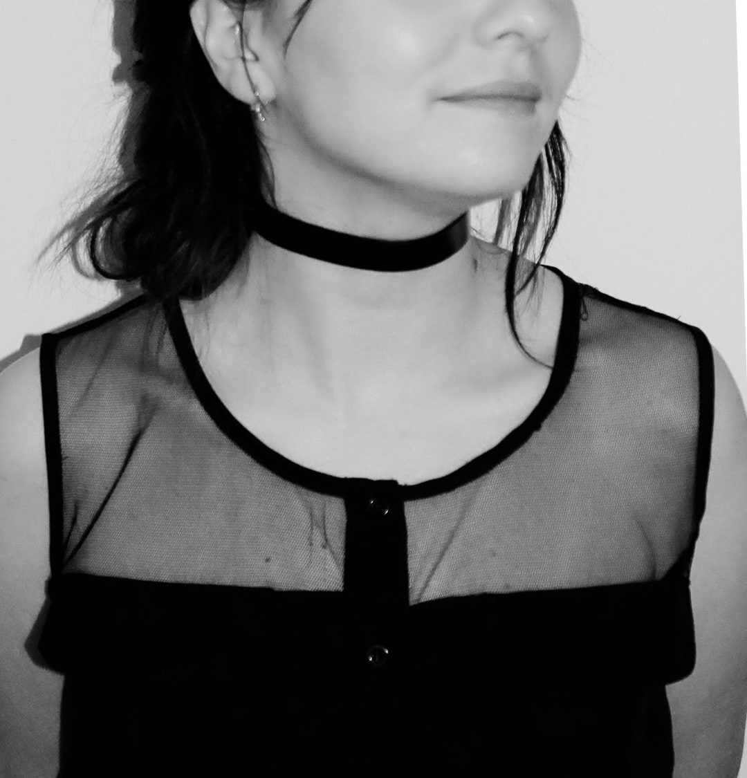 Black Leather Choker Necklace: Minimalist Studded Collar - Etsy