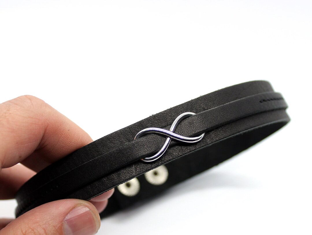 Black Leather Infinity Choker: Handmade Wide Snap Clasp Necklace - Etsy