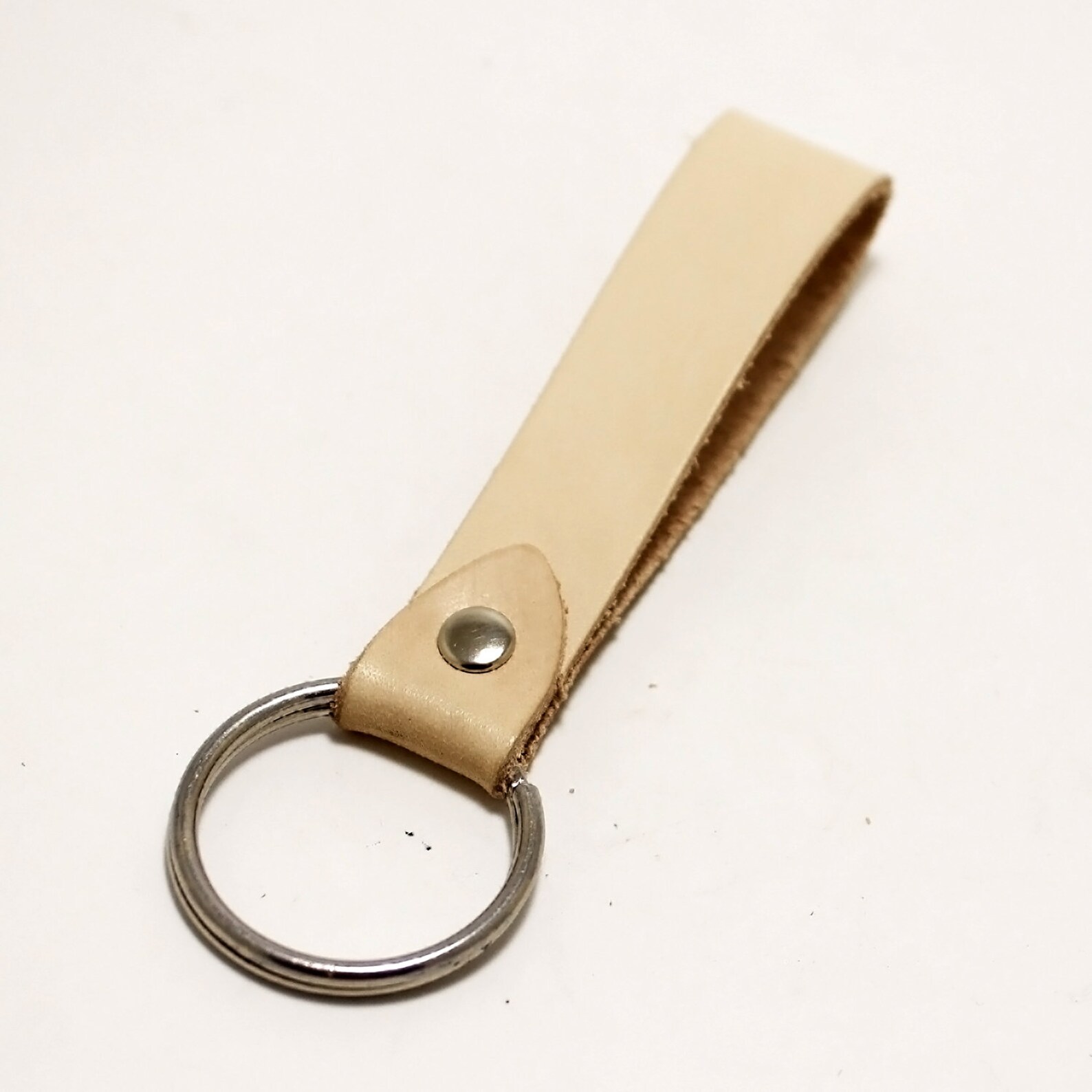 Short Beige Leather Classic Keychain With Ring 30 Mm Diameter - Etsy