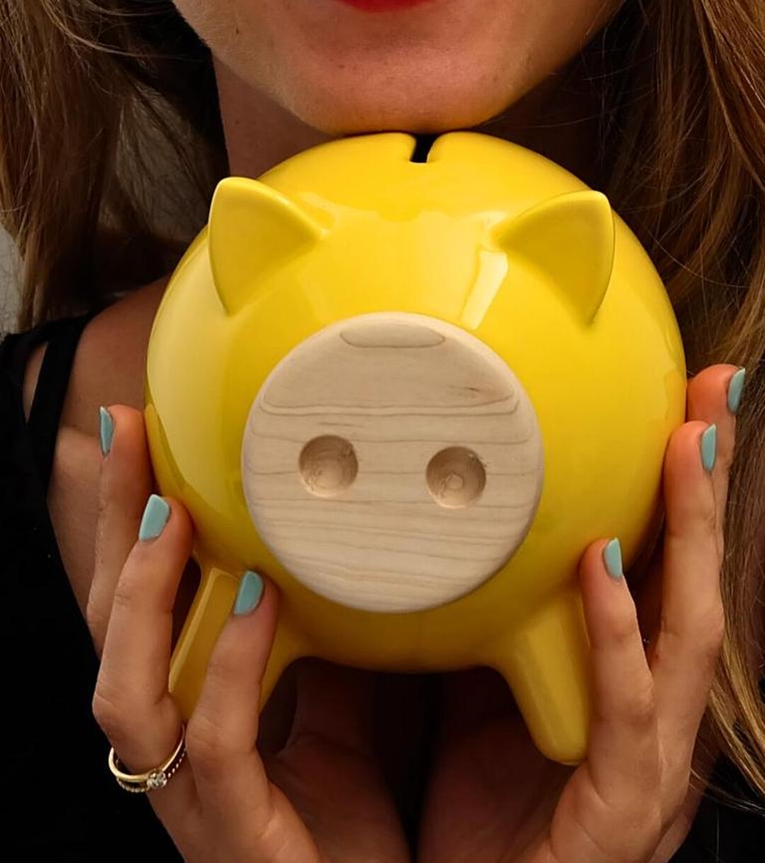 Yellow Piggy Bank, Ceramic Piggy Bank, Large Piggy Bank, Saving Box ...