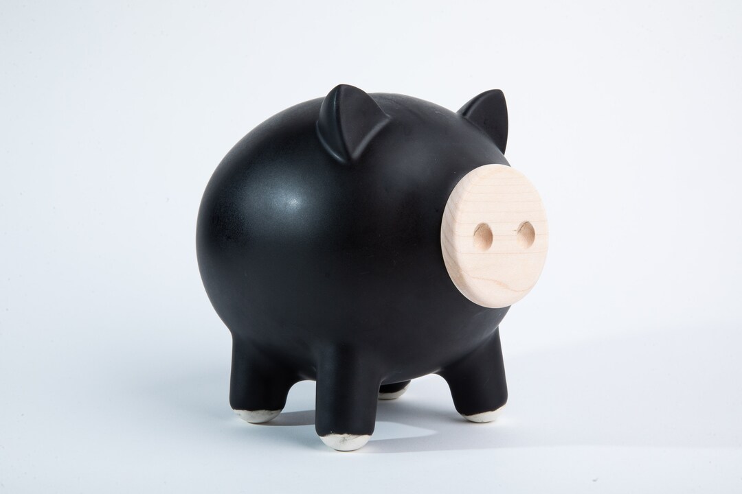 Cofrinho Preto em Forma de Porquinho, Cofrinho para Adultos, Cofrinho ...