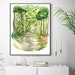 Large Illustration Poster, Watercolor Painting Green Art Forest, Nature ...
