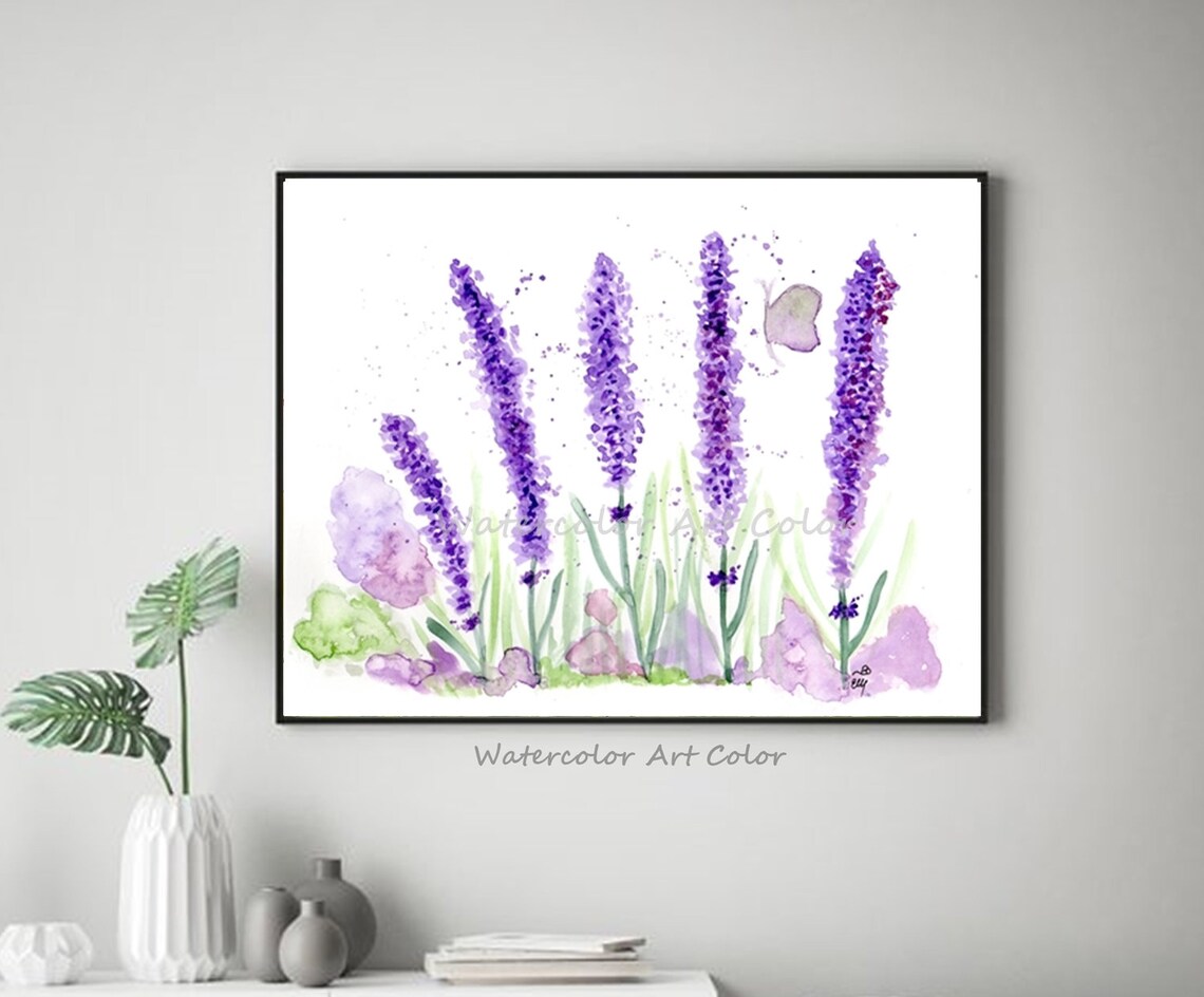 Lavender Watercolor Flowers Art, Watercolor Print Purple Wall Art ...