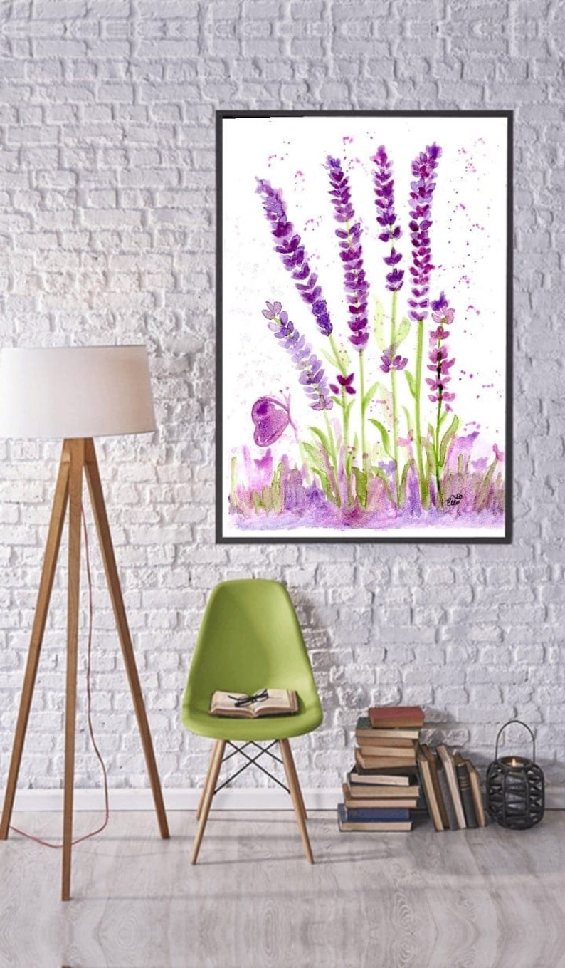 Watercolor Flower, Lavender Poster, Purple Lavender Watercolor Painting ...