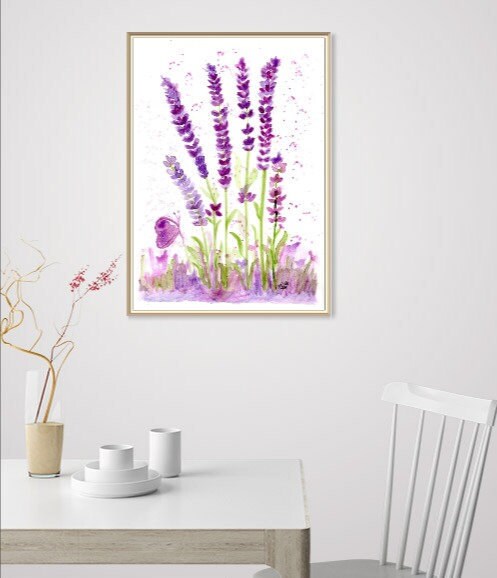 Watercolor Flower, Lavender Poster, Purple Lavender Watercolor Painting ...