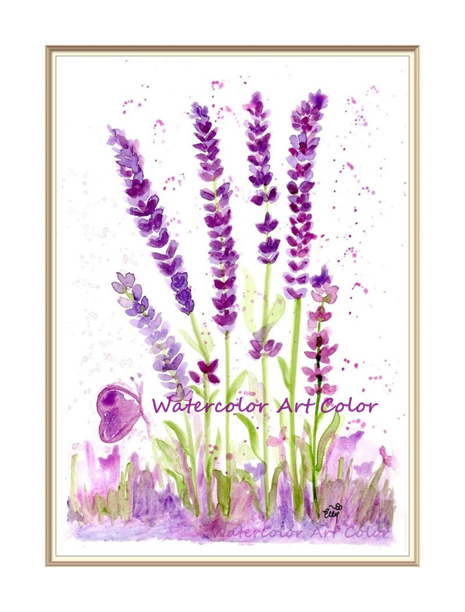 Watercolor Flower, Lavender Poster, Purple Lavender Watercolor Painting ...