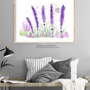 Lavender Watercolor Flowers Art, Watercolor Print Purple Wall Art ...