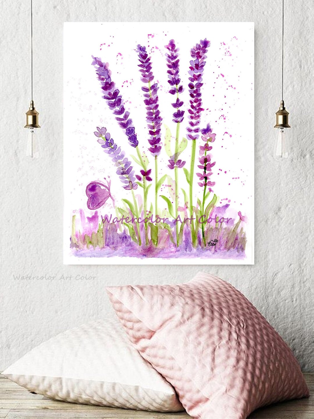 Watercolor Flower, Lavender Poster, Purple Lavender Watercolor Painting ...