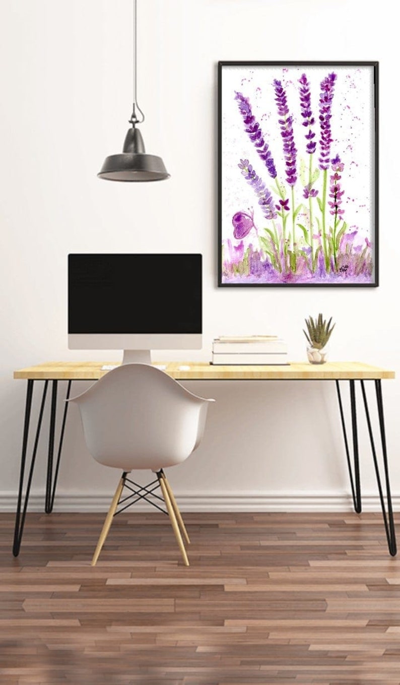 Watercolor Flower, Lavender Poster, Purple Lavender Watercolor Painting ...