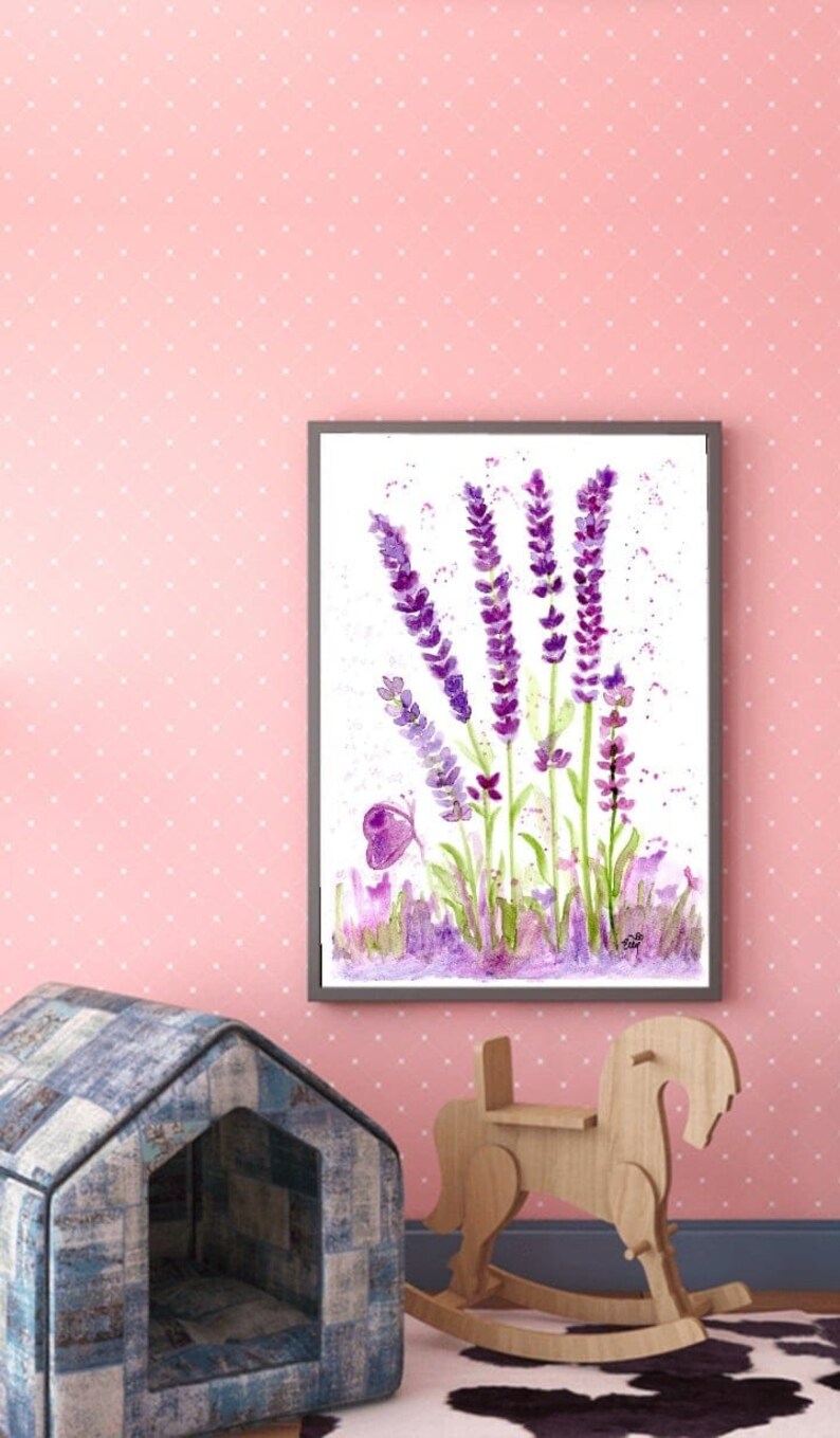 Watercolor Flower, Lavender Poster, Purple Lavender Watercolor Painting ...