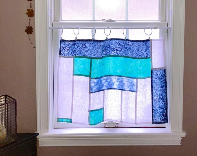 Stained Glass Curtain Panel ~ Modern Kitchen Cafe Window Covering ...